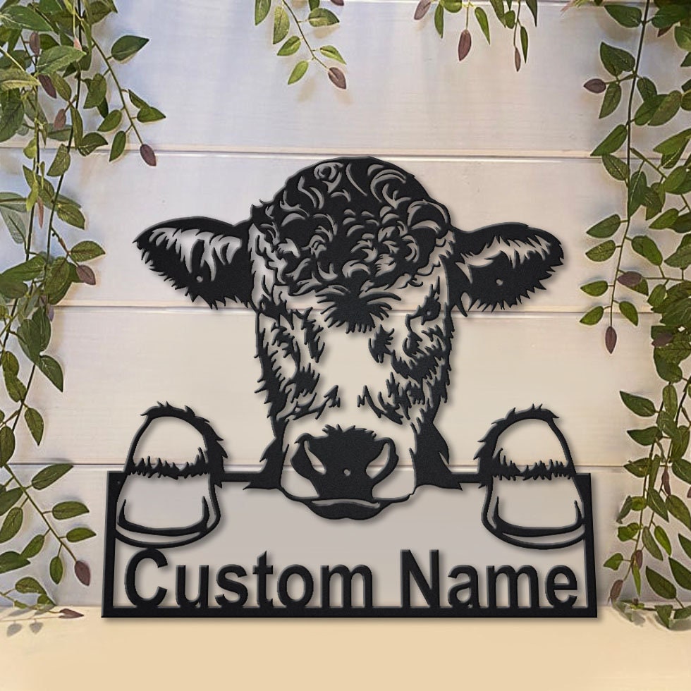 Custom Cow Metal Sign Art, Personalized Cow Farm Metal Signs, Farm Name ...