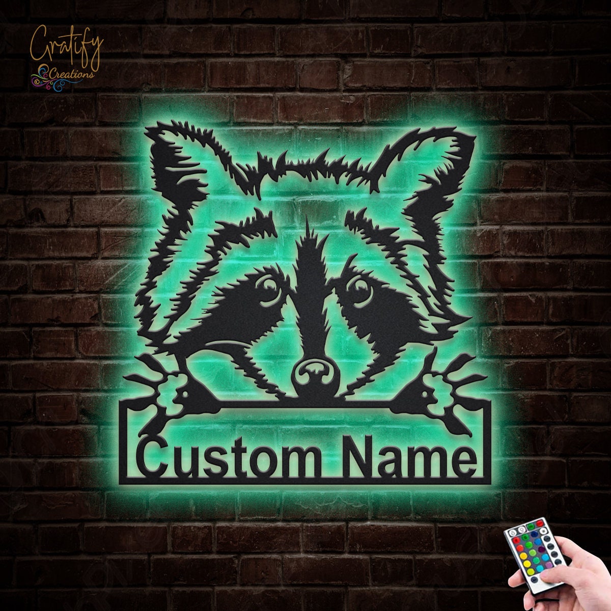 Raccoon Metal Wall Art With LED Lights V2 Custom Raccoon - Etsy
