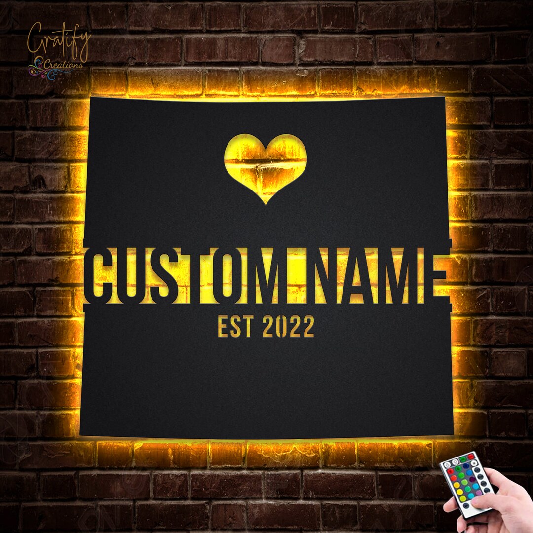 Colorado State Map Metal Sign LED Lights, Custom Colorado State Map ...