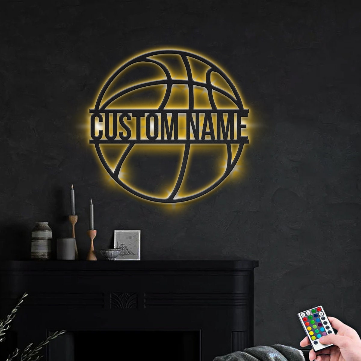 Custom Basketball Monogram Metal Sign With LED Lights V2 - Etsy