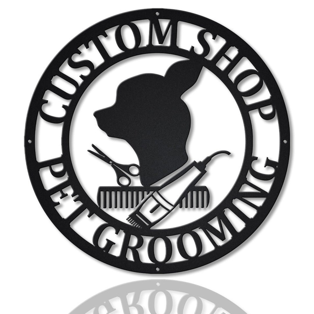 Pet Grooming Monogram Metal Sign Art, Custom Pet Grooming Metal Sign ...