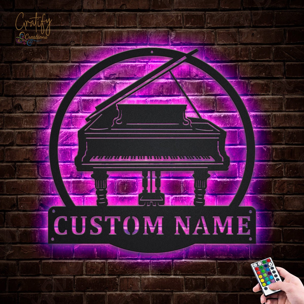 Grand Piano Metal Wall Art With LED Lights Custom Grand Piano - Etsy