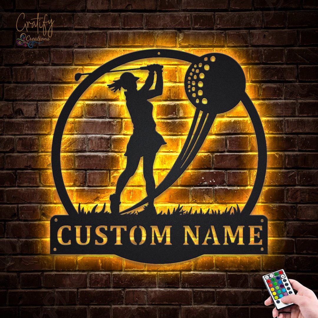 Golf Metal Wall Art LED Lights V3, Custom Golf Metal Sign, Golf Men ...