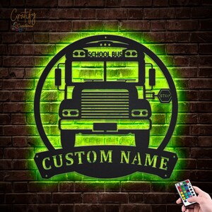 School Bus Driver Metal Sign LED Lights, Custom School Bus Driver Metal ...