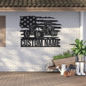 US Motor Grader Metal Sign LED Lights, Custom Motor Grader Metal Sign ...