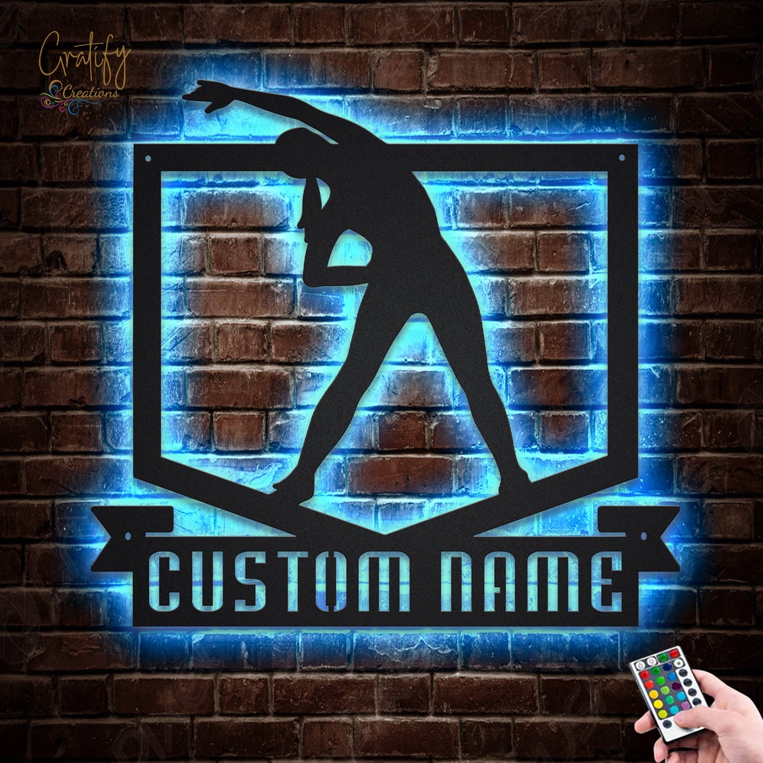 Female Bodybuilder Metal Sign LED Lights V7, Custom Bodybuilder Metal ...