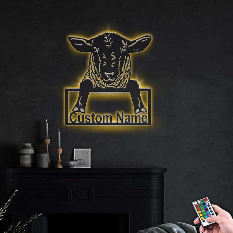 Personalized Sheep Animal Metal Sign With LED Lights, Custom Sheep ...