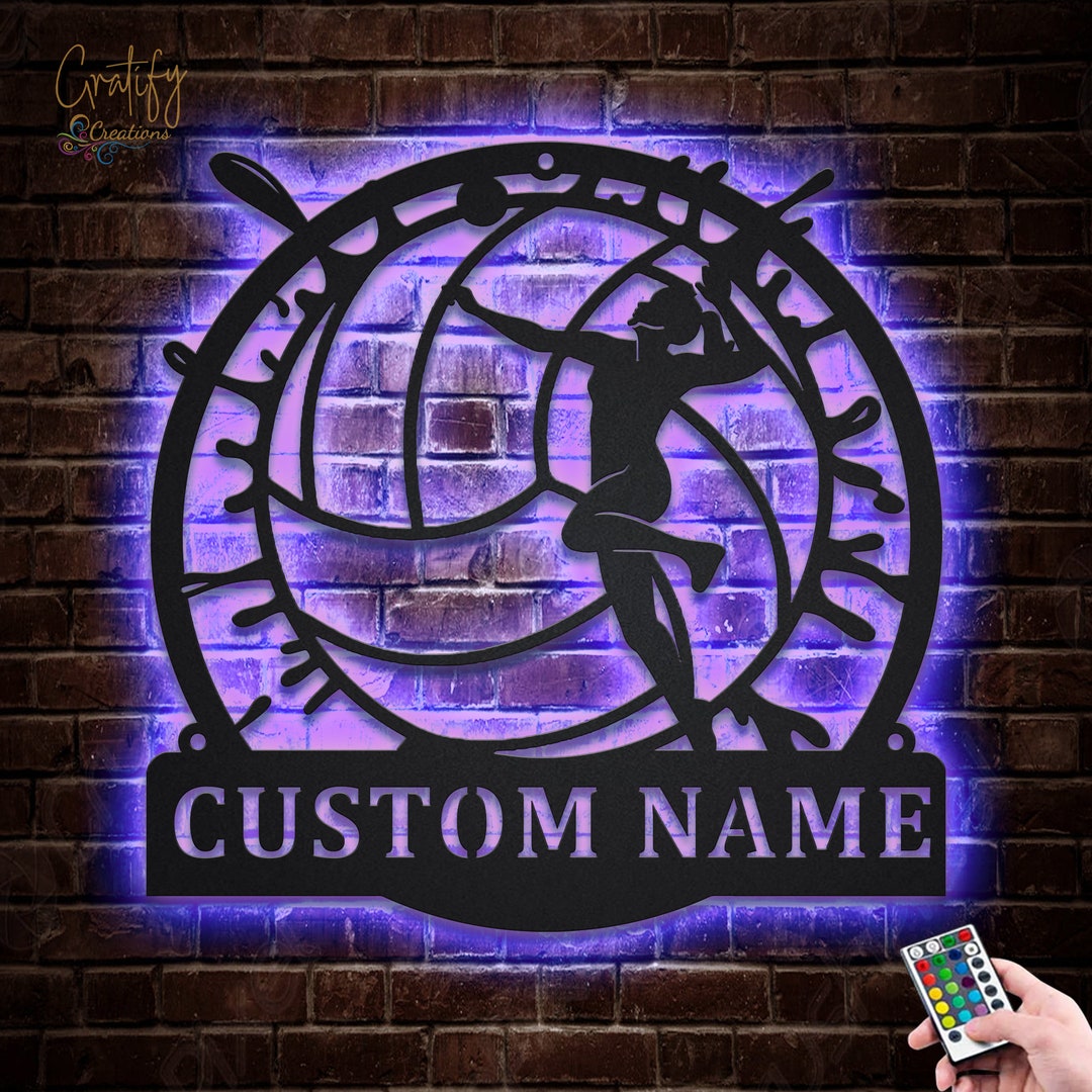 Volleyball Metal Wall Art LED Lights V3, Volleyball Metal Wall Art ...