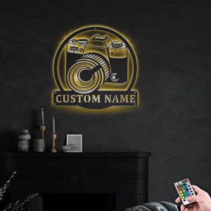 Camera Photography LED Metal Sign, Custom Neon Decor for Photographers ...