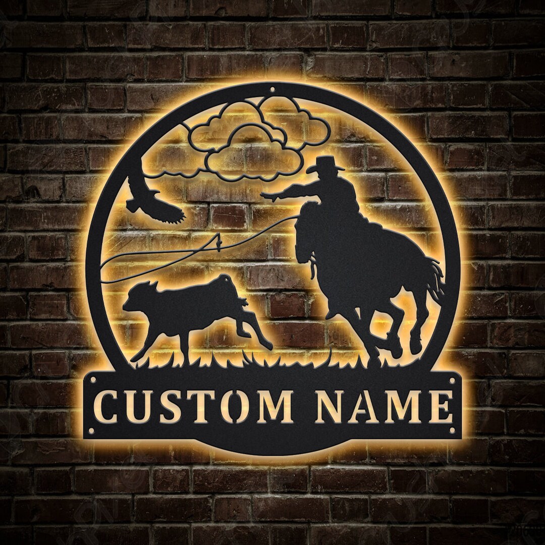 Personalized Calf Roping Metal Sign With LED Lights | Custom Calf ...
