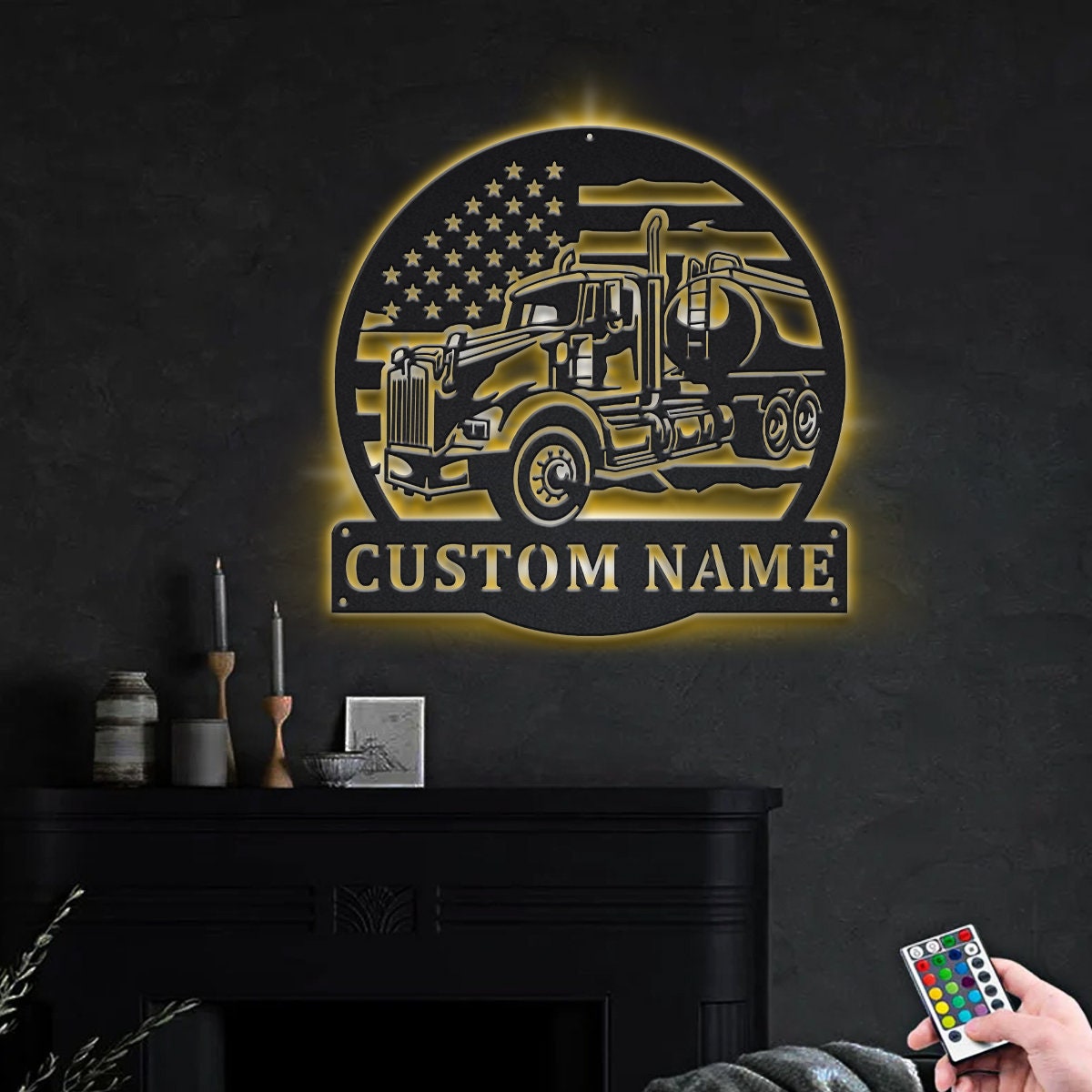 US Tanker Truck Metal Sign With LED Lights, Custom US Tanker Truck ...
