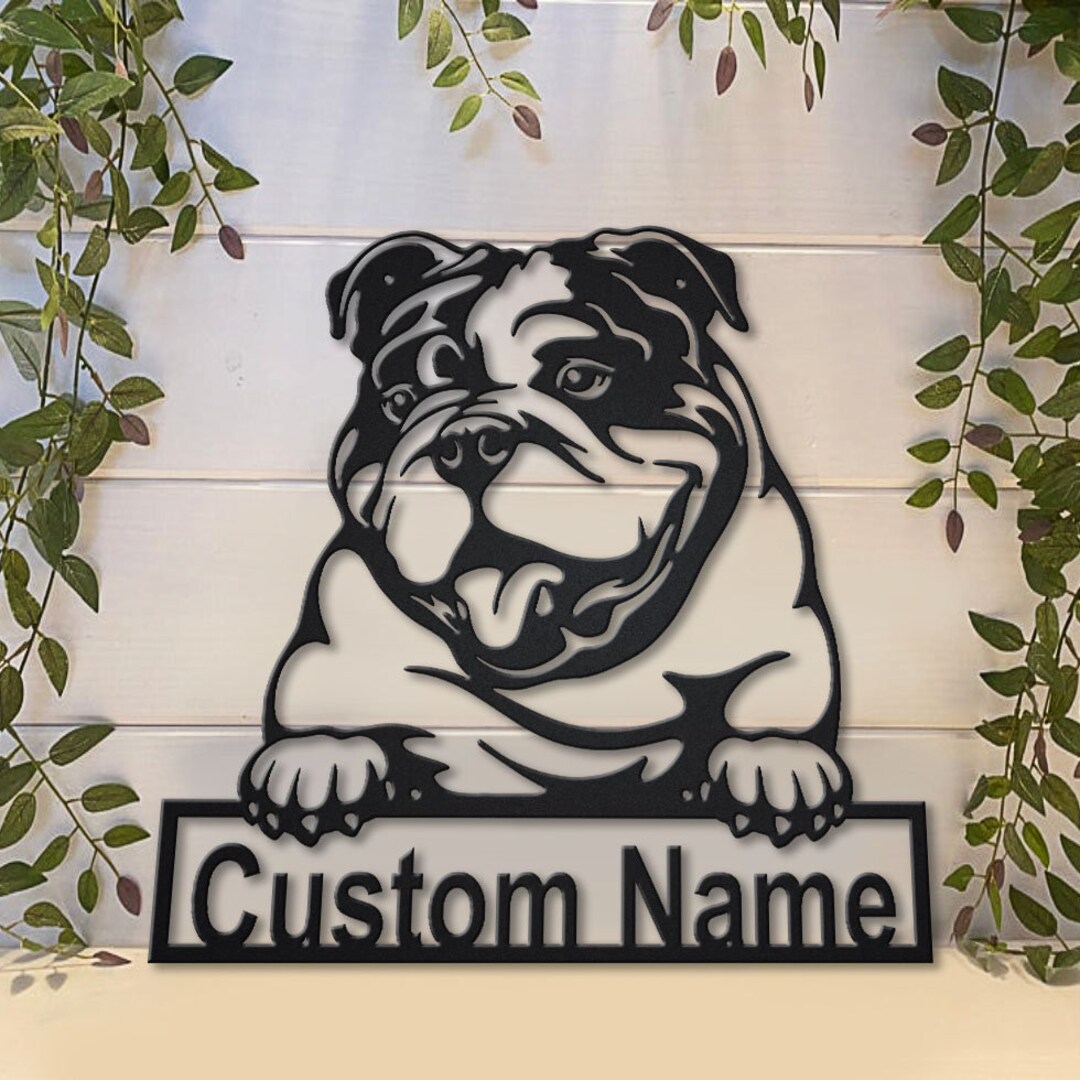 English Bulldog Metal Sign Art V2, Custom English Bulldog Metal Sign ...