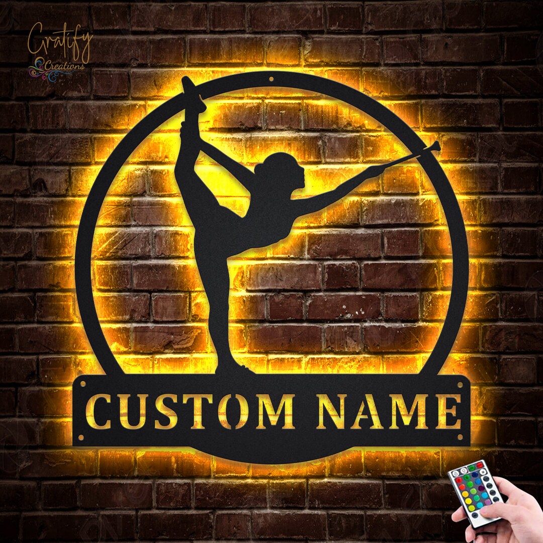 Baton Twirling Metal Wall Art LED Light V1, Custom Baton Twirling Metal ...