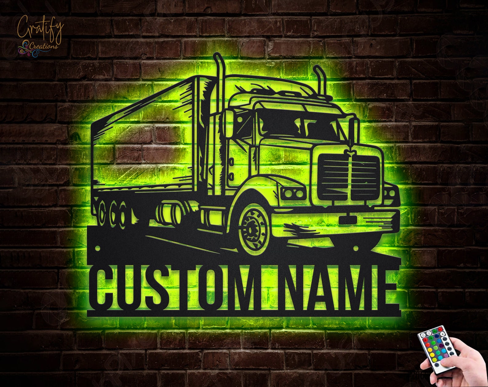 LED Custom Truck Driver Metal Wall Art - Personalized 18 Wheeler Name ...
