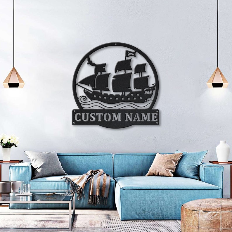 Sea Boats Metal Wall Art LED Lights V3, Custom Sea Boats Metal Signs ...