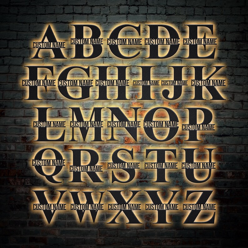 Alphabet H Metal Sign LED Lights, Custom Alphabet Metal Sign, Last Name ...