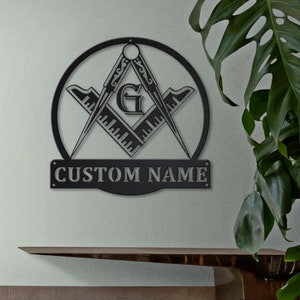 Masonic Freemason Metal Wall Art LED Lights V9, Custom Masonic Metal ...