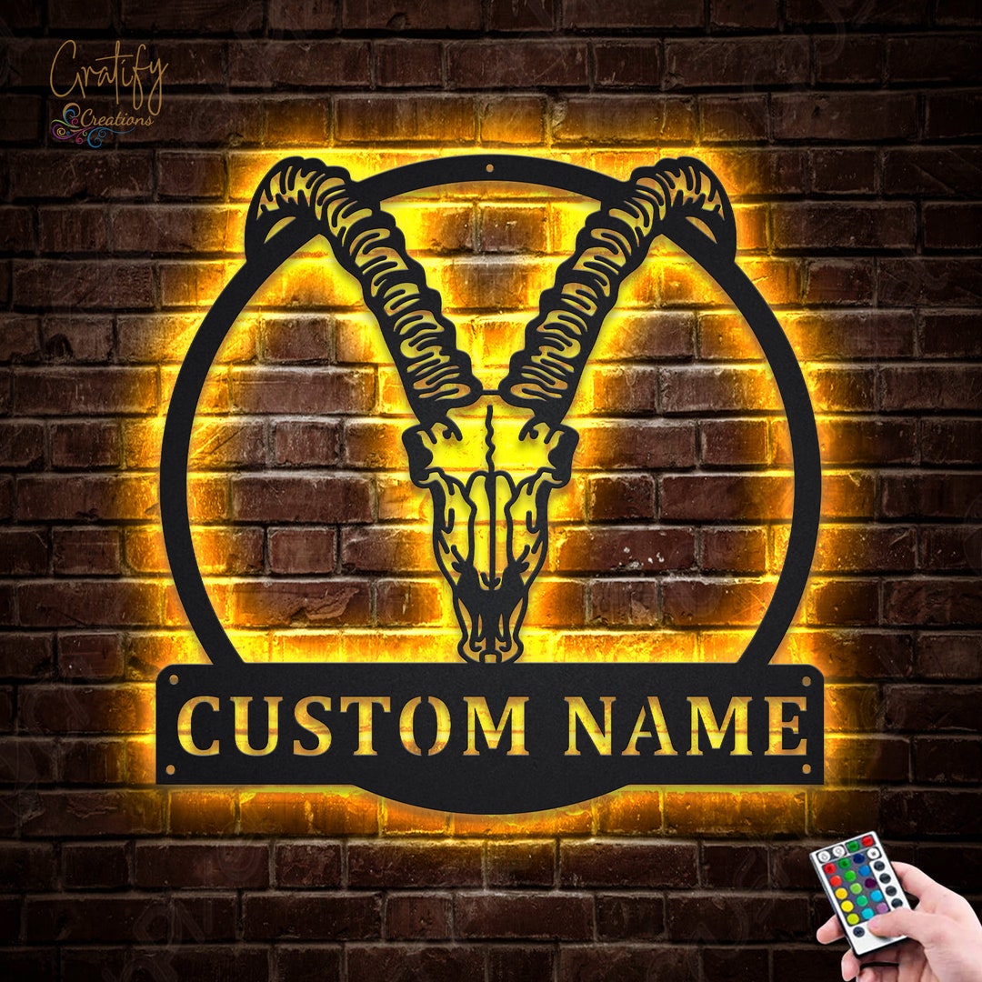 Animal Skull Metal Wall Art LED Lights V8, Custom Animal Skull Metal ...