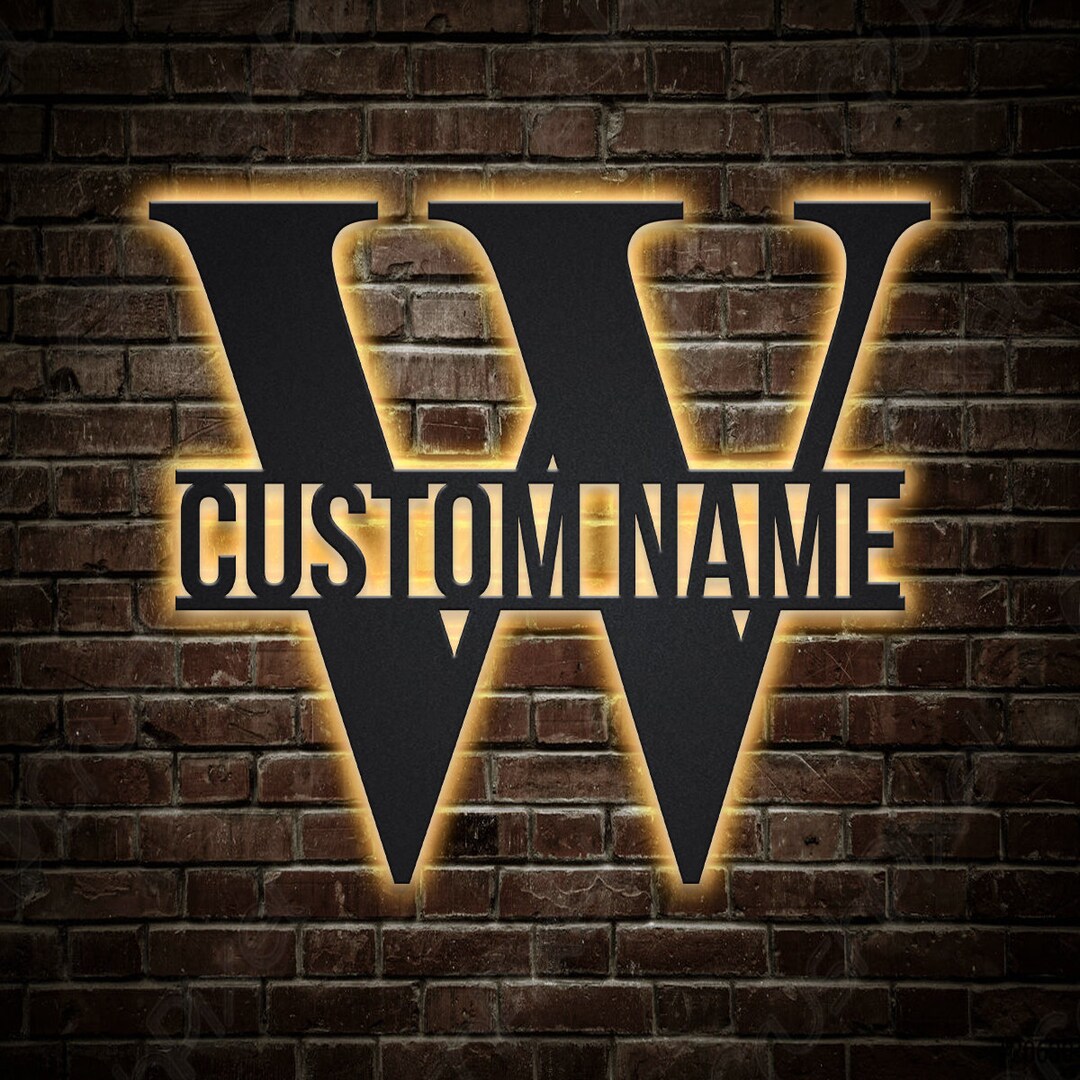 Alphabet W Metal Sign LED Lights, Custom Alphabet Metal Sign, Alphabet ...