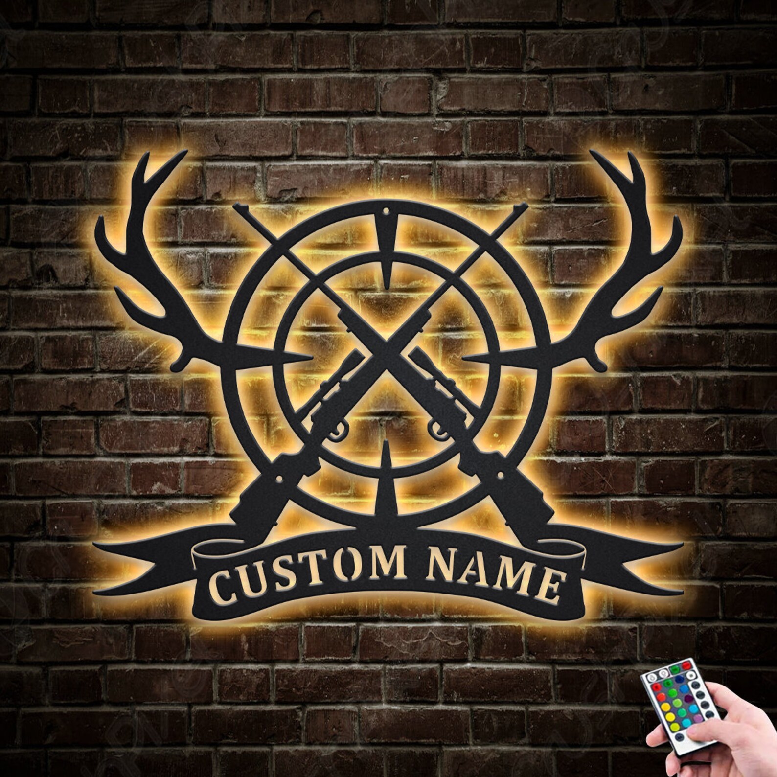 Deer Hunting Club Metal Sign LED Lights, Custom Deer Hunting Metal Wall ...