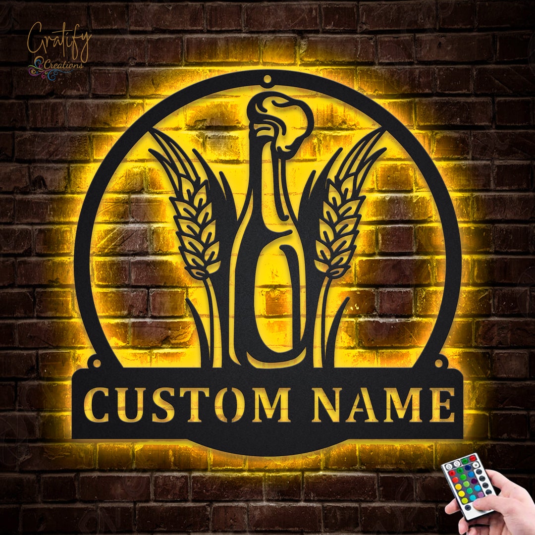 Customized Beer Mug LED Wall Sign - Alcohol Drink Home Decor | Dinking ...
