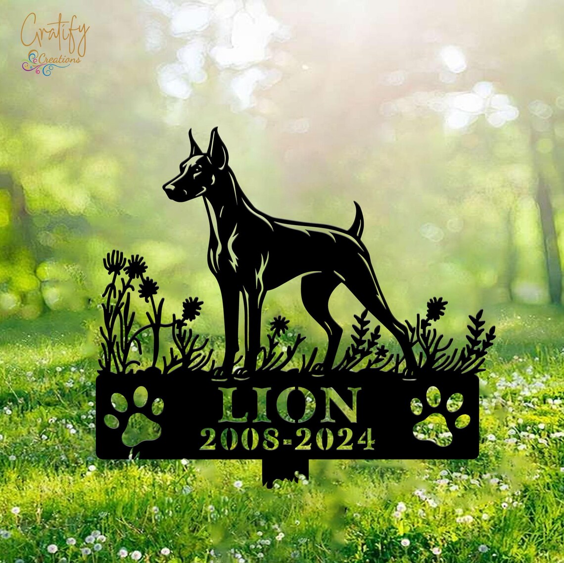 Doberman Pinscher Dog Sign Custom Dog Memorial Stake, Metal Stake ...