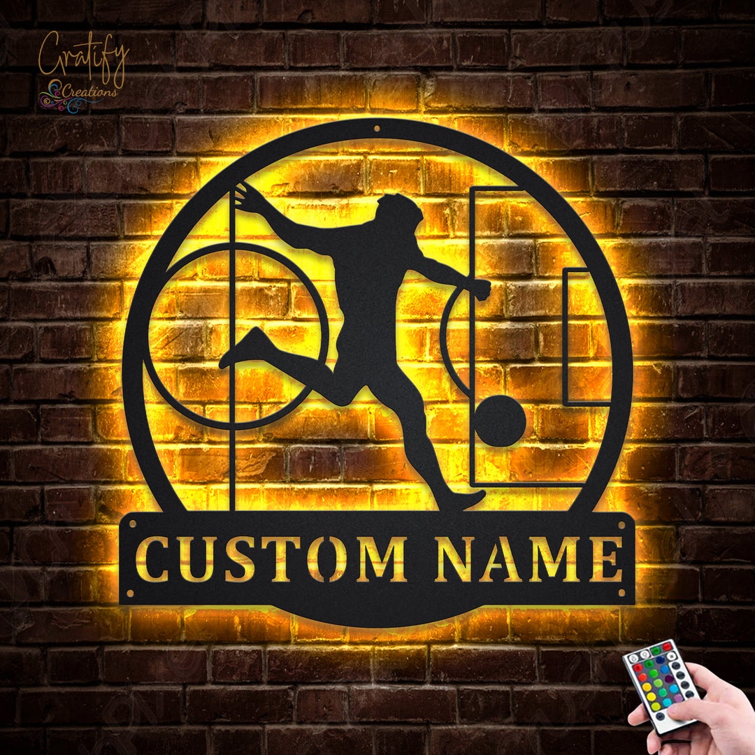 Soccer Players Metal Sign LED Lights V4, Custom Soccer Football Metal ...