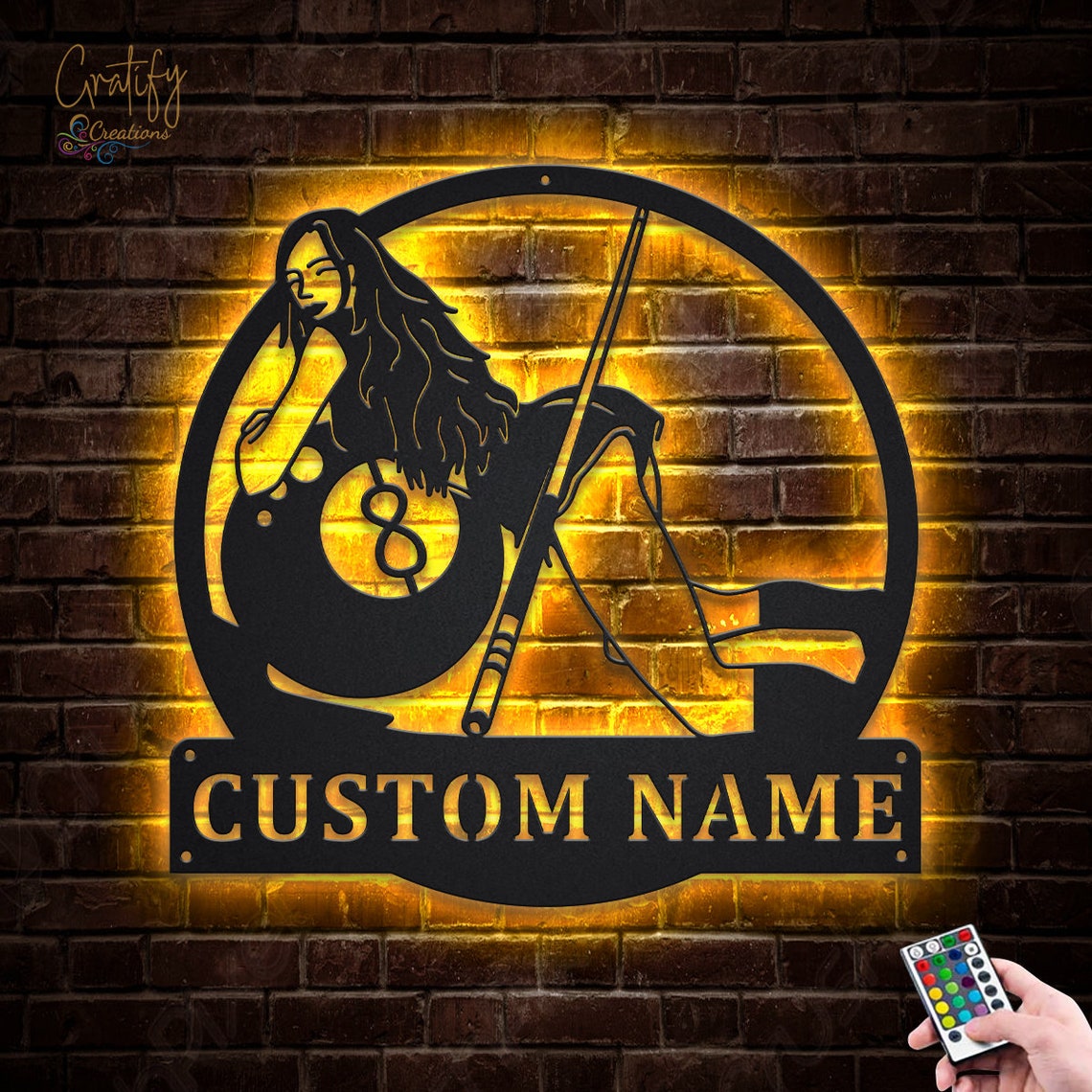 Custom Billiards Metal Sign LED Lights , Personalized Billiards Neon ...