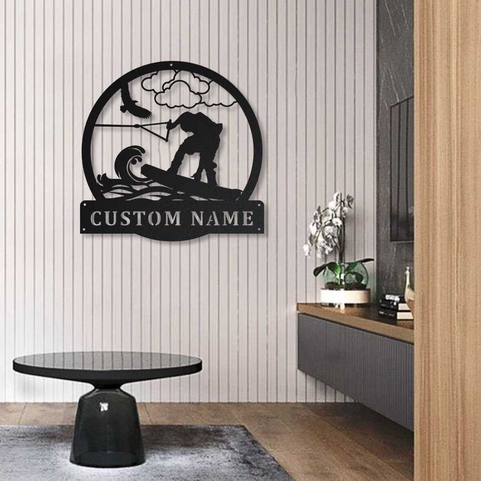 Wakeboarding Monogram Metal Sign Art, Wakeboarding Metal Wall Decor ...