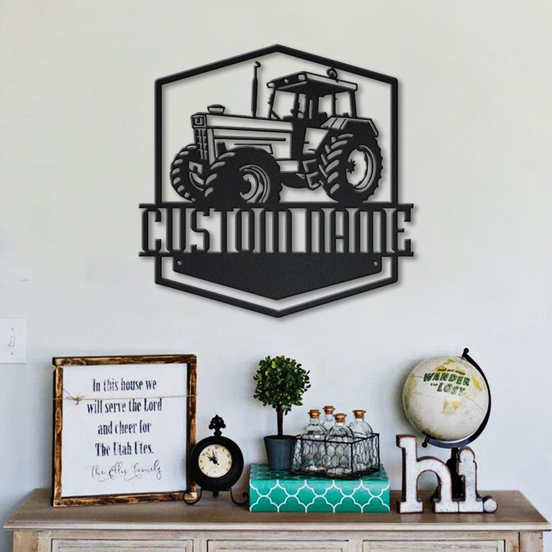 Tractors Metal Wall Art LED Lights V5, Custom Tractors Farmer Metal ...