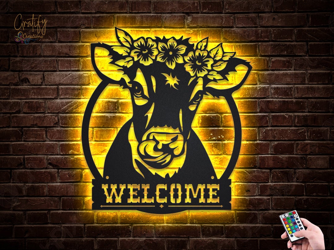 Decor Heifer Cow Wreath, Calf Welcome Sign, Welcome Farm Ranch Metal ...
