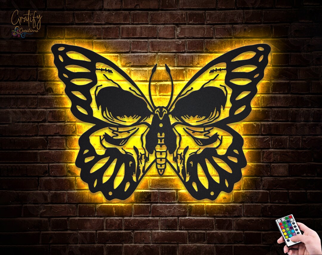Personalized Emo Goth Butterfly Sign Home Decor With LED Light ...
