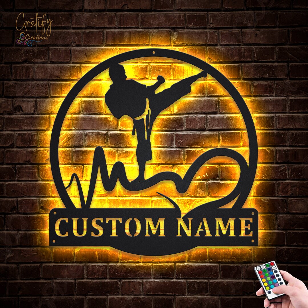 Love Karate Metal Wall Art LED Lights, Custom Karate Metal Signs ...