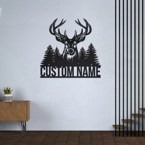 Custom Deer and Tree Hunting Metal Wall Art Sign LED Lights ...