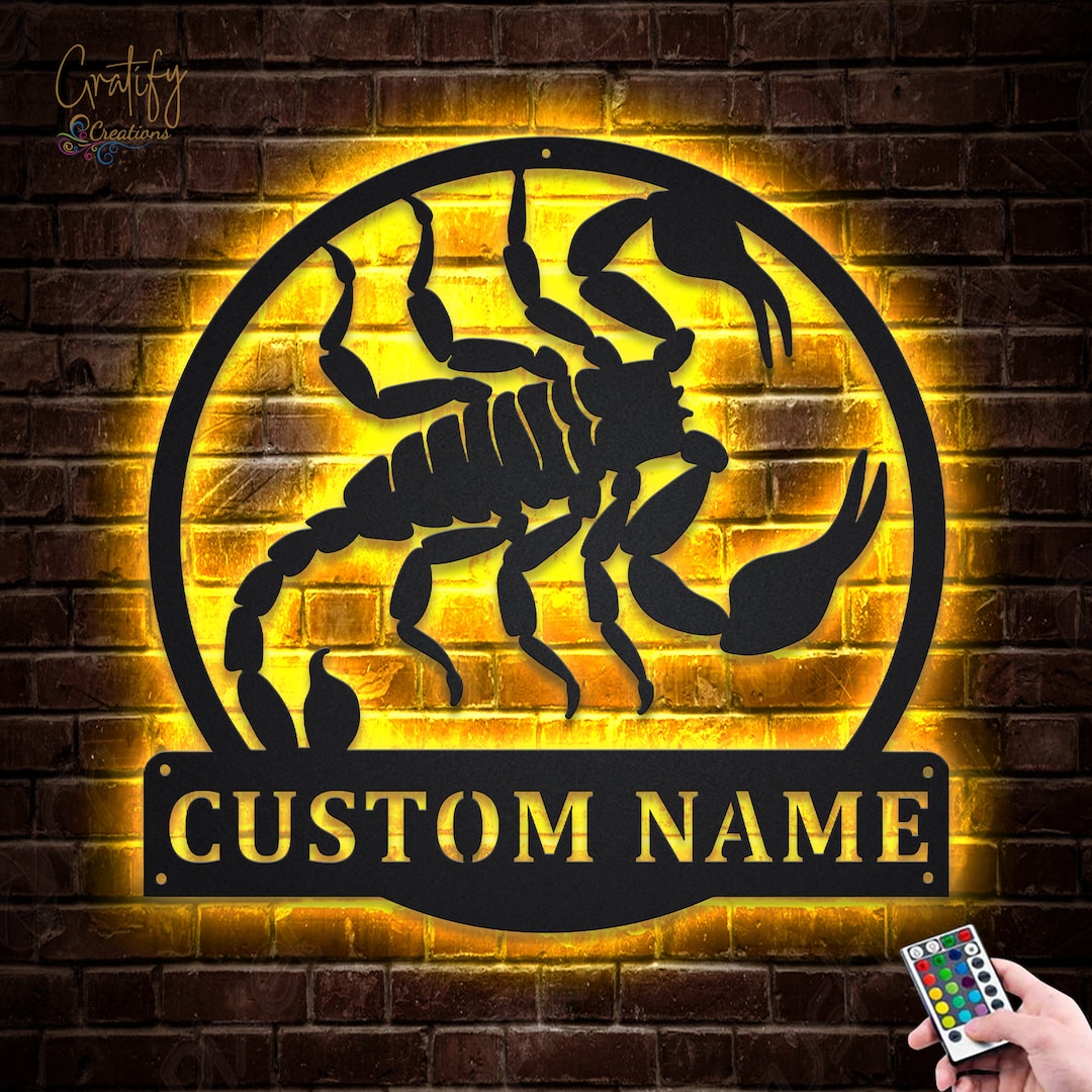 Scorpions Animal Metal Sign LED Lights V3, Custom Scorpions Metal Sign ...