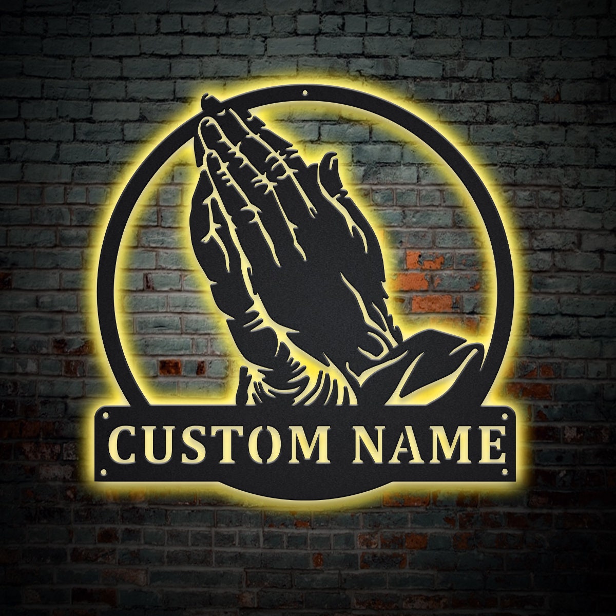Praying Hands Metal Wall Art LED Lights V5 Custom Prayer - Etsy
