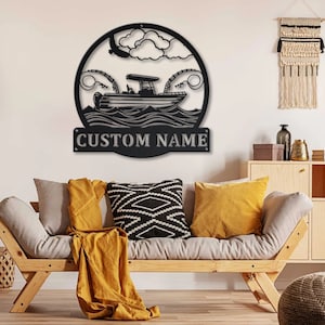 Custom Fishing Boat Metal Sign With LED Lights V2, Personalized Fishing ...