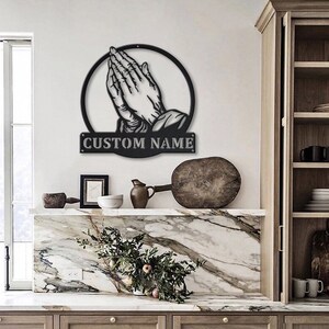 Praying Hands Metal Wall Art LED Lights V1, Custom Prayer Hands Metal ...