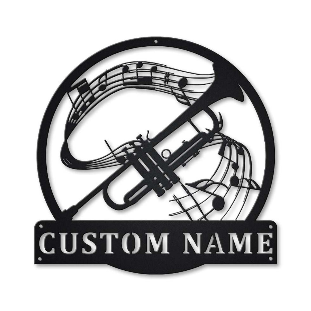 Custom Trumpet Monogram Metal Sign Art, Personalized Trumpet Monogram ...