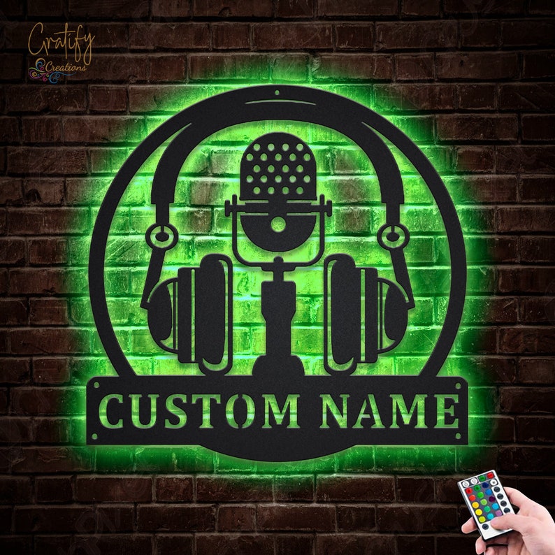 Microphone Metal Sign With LED Lights V3,custom Microphone Metal Signs ...
