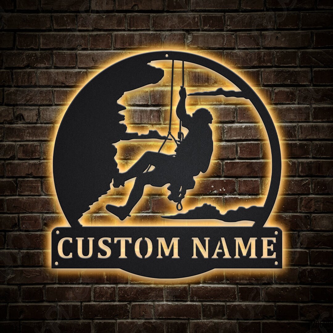 Personalized Rock Climbing Metal Sign With LED Lights | Custom Rock ...