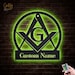 Masonic Monogram Metal Wall Art LED Lights, Custom Masonic Metal Sign ...