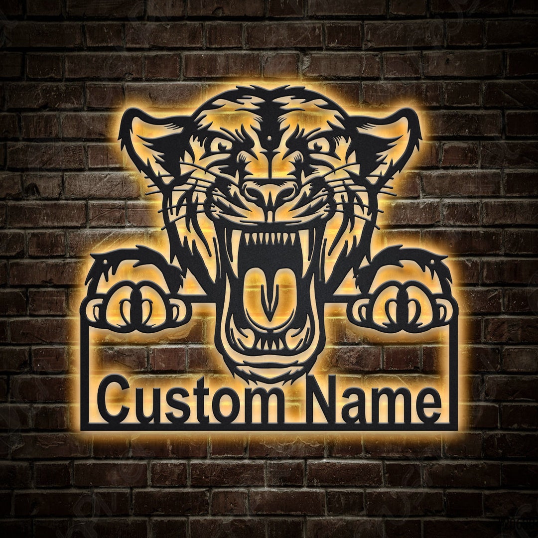 Panther Animal Metal Sign With LED Lights, Custom Panther Animal Metal ...