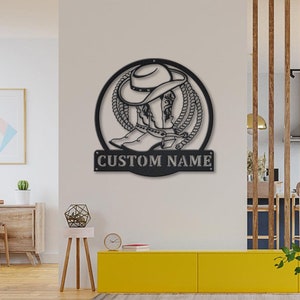 Cowboy Boots Metal Sign LED Lights V3, Custom Cowboy Boots Metal Sign ...