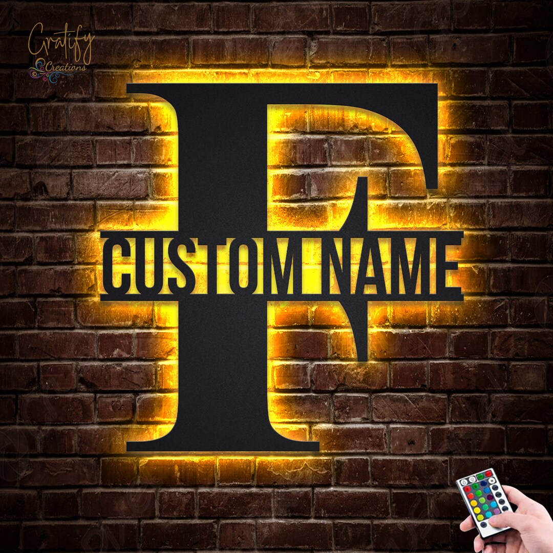 Alphabet F Metal Sign LED Lights, Custom Alphabet Metal Sign, Alphabet ...