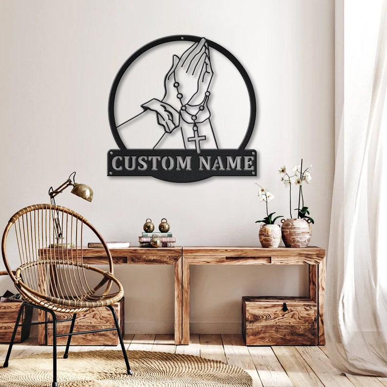 Praying Hands Metal Wall Art LED Lights V3, Custom Prayer Hands Metal ...