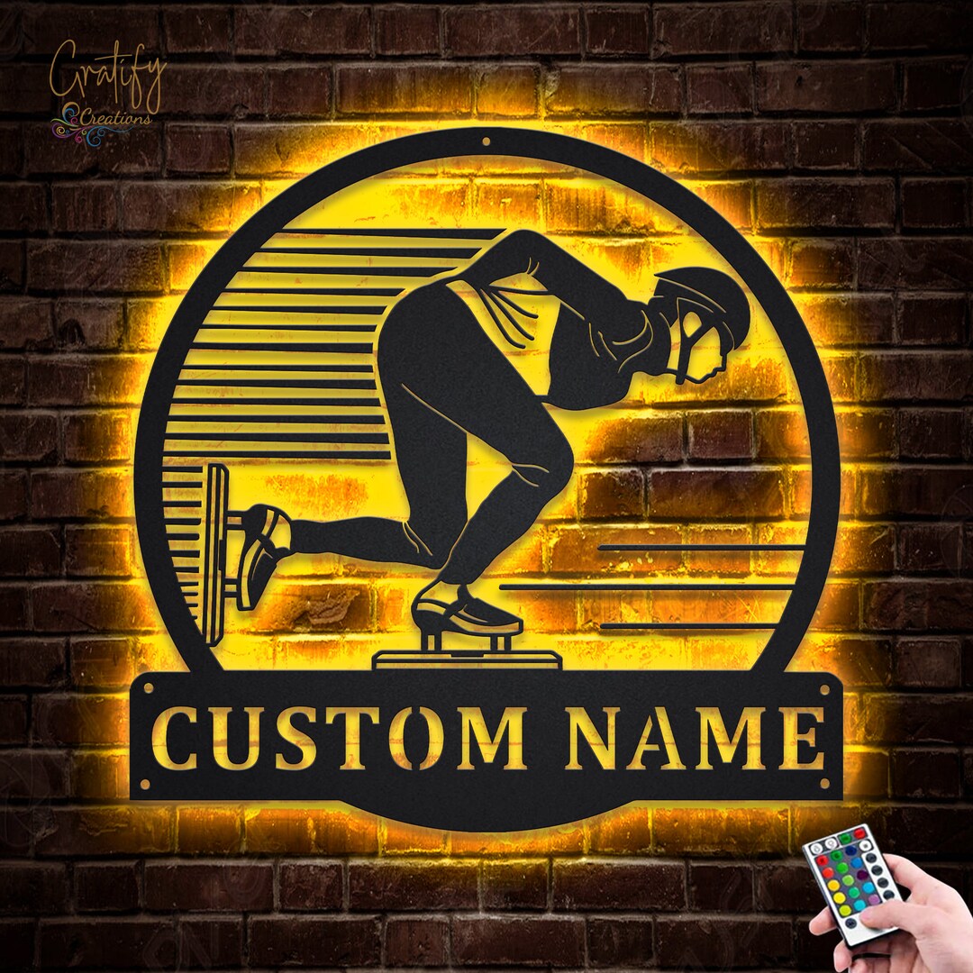 Speed Skating Metal Sign LED Lights, Custom Speed Skating Metal Sign ...