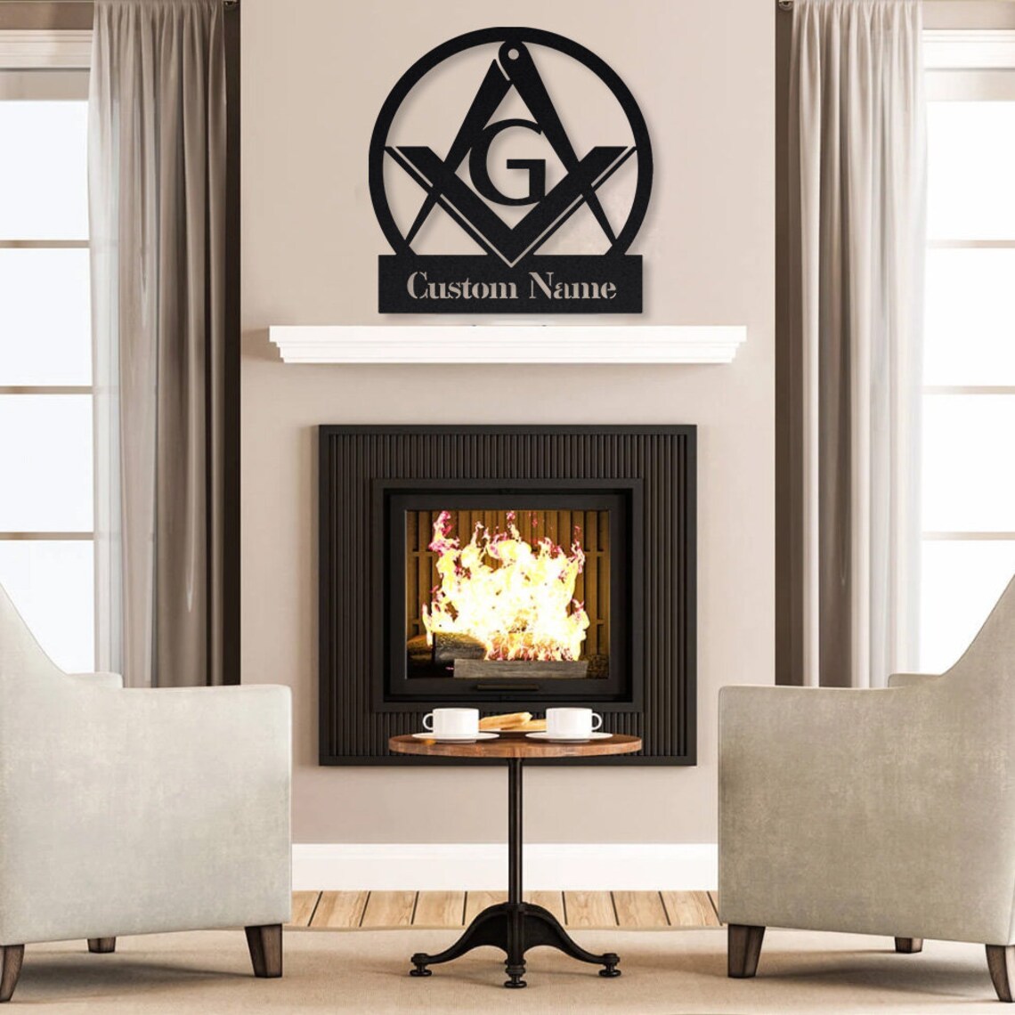 Masonic Monogram Metal Wall Art LED Lights Custom Masonic - Etsy