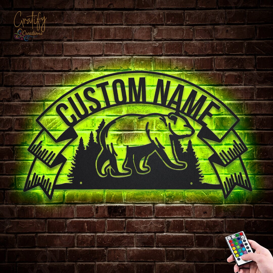 Hunting Metal Sign LED Lights V3, Custom Hunting Metal Sign, Dog Hunter ...