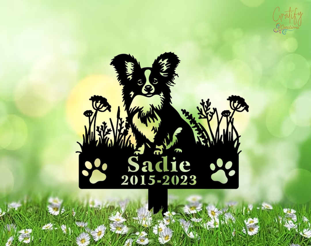 Papillons Dog Sign Custom Papillons Dog Memorial Stake, Metal Stake ...
